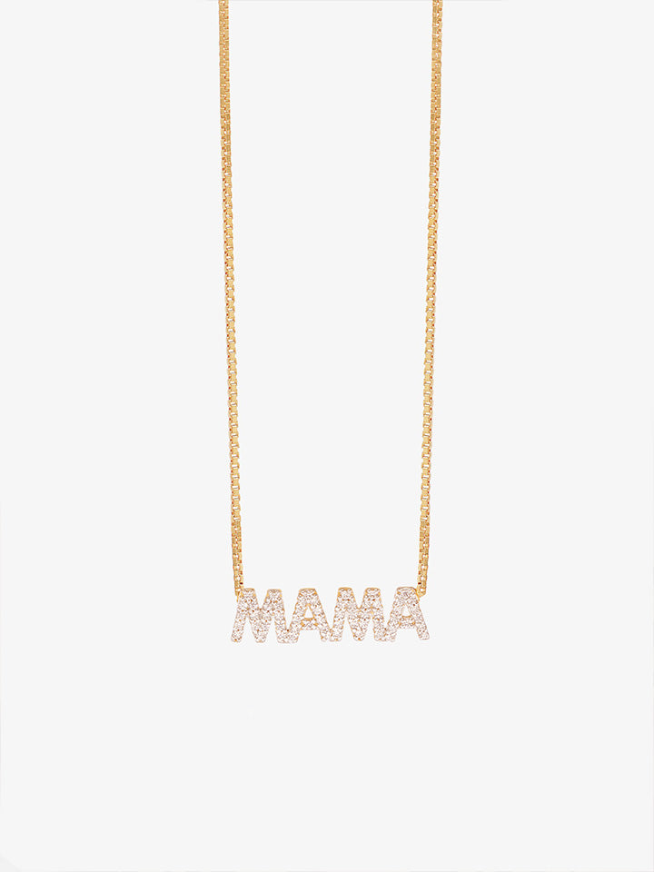 Solid Gold and Diamond Mama Necklace - Rachel Jackson